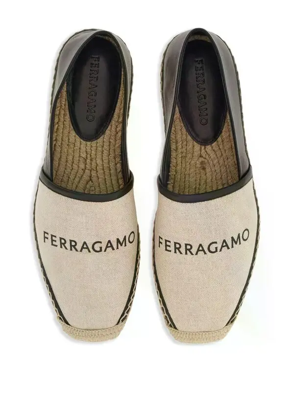 FERRAGAMO Logo-print Flat Espadrilles - Neutrals
