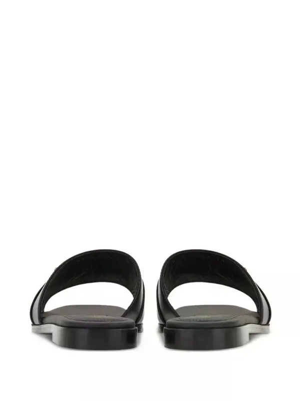 FERRAGAMO Gancini-plaque Leather Slides