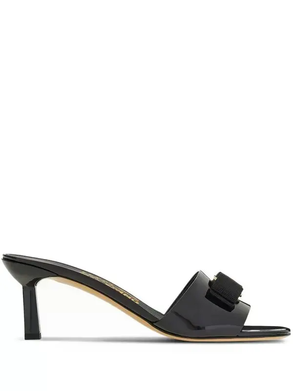 FERRAGAMO Vara 55mm Bow Patent Sandals - Black