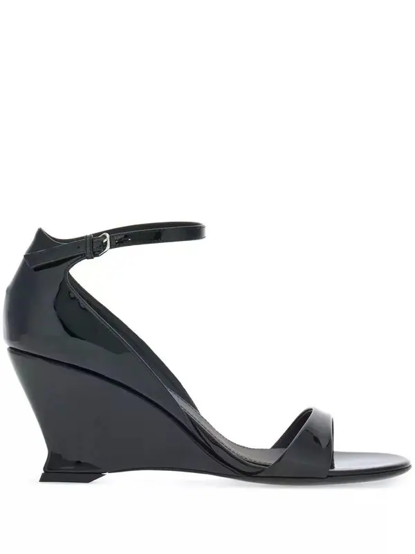FERRAGAMO 70mm Patent-finish Leather Sandals - Black