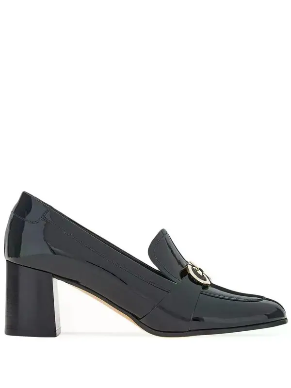 FERRAGAMO Olivia Patent-leather 60mm Loafers - Black