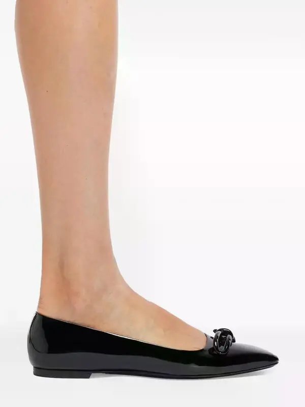 FERRAGAMO Patent Leather Bow Ballerina Flats