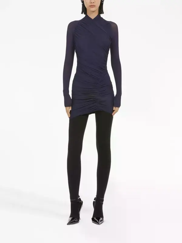 FERRAGAMO Ruched Long-sleeve Minidress