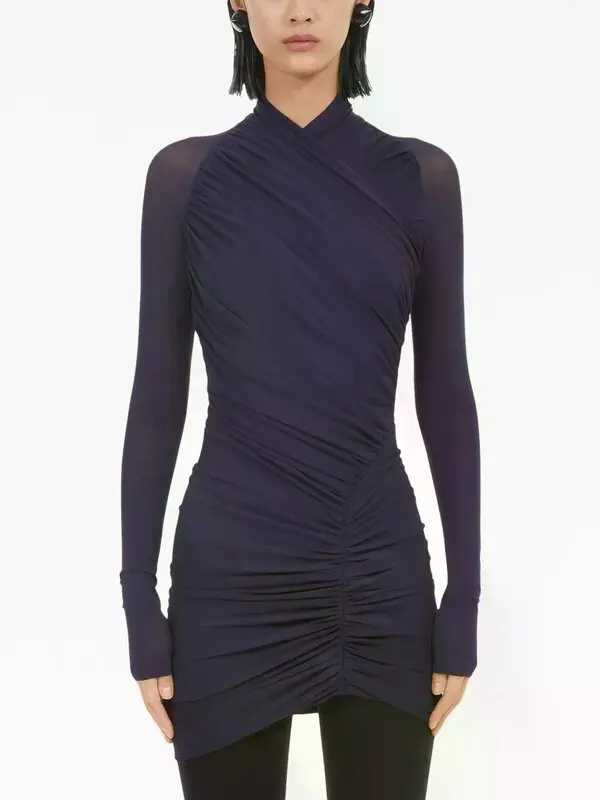 FERRAGAMO Ruched Long-sleeve Minidress