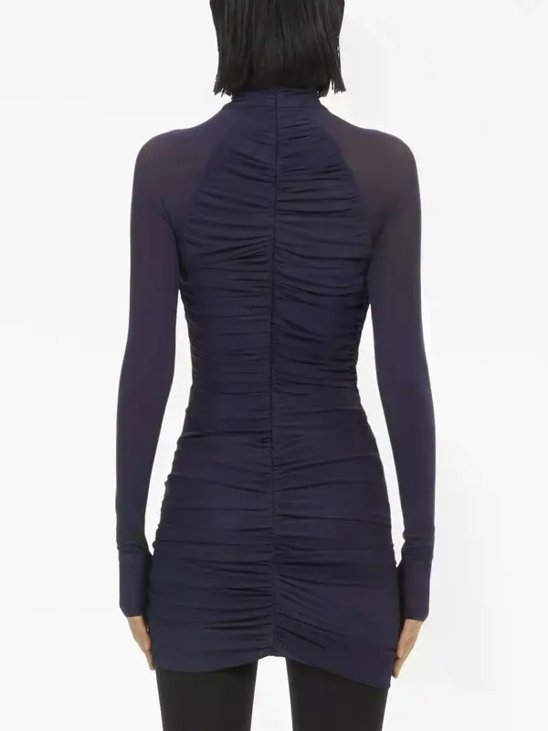 FERRAGAMO Ruched Long-sleeve Minidress