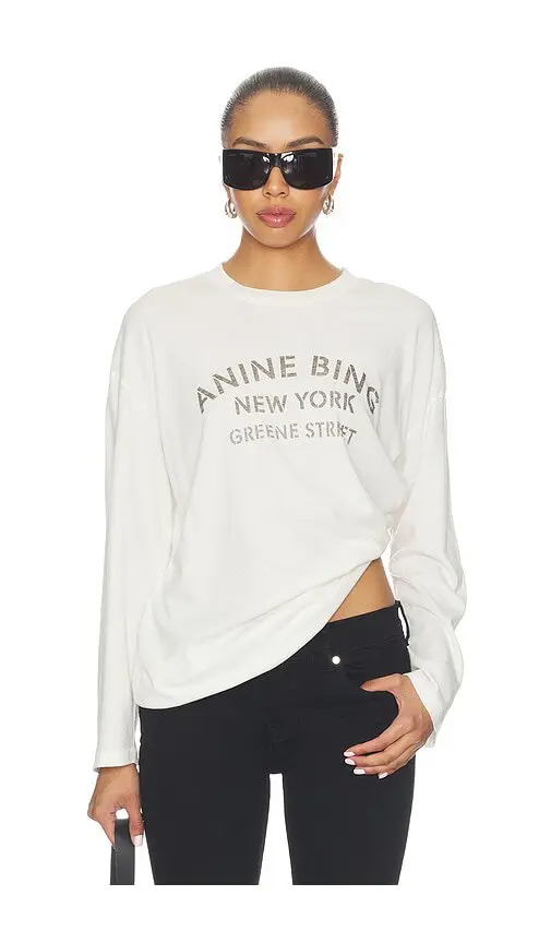 ANINE BING Ivan Long Sleeve New York Stencil In . Also - Ivory