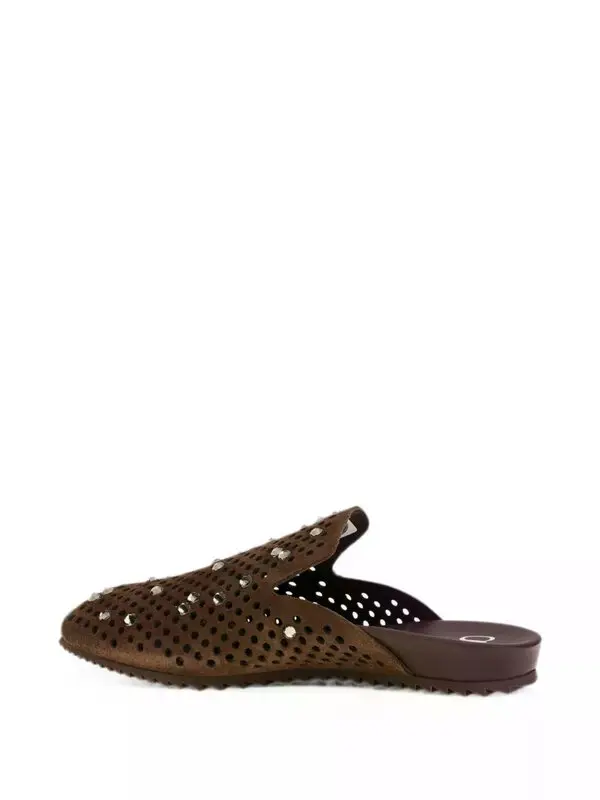 PEDRO GARCIA Braidy Crystal-embellished Perforated Flat Sandals