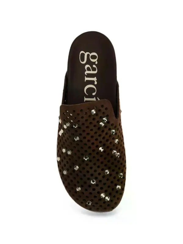 PEDRO GARCIA Braidy Crystal-embellished Perforated Flat Sandals
