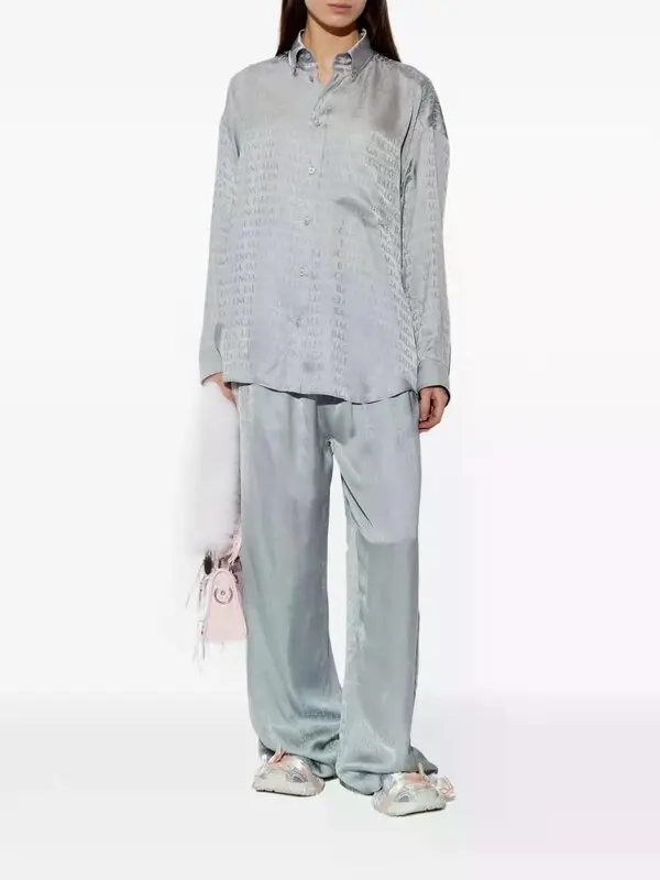 Balenciaga Logo-print Wide-leg Trousers - Blue