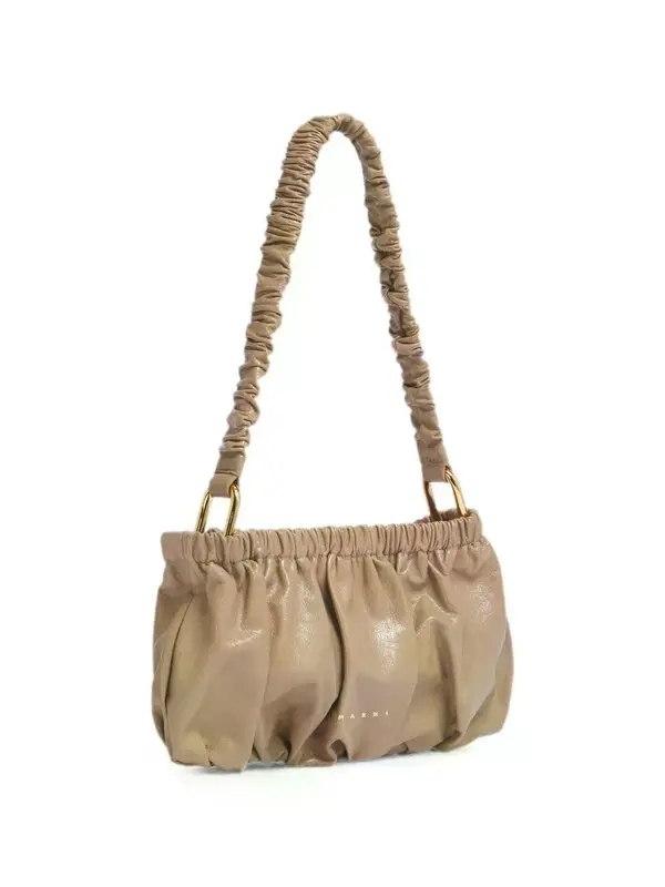 Marni Crinkled Gathered Shoulder Bag - Neutrals