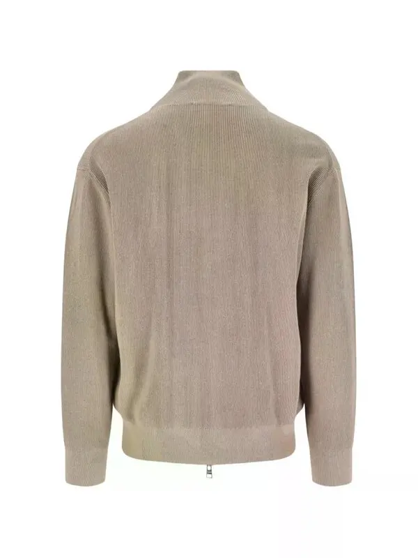 Closed Ribbed-knit Zip-up Cardigan