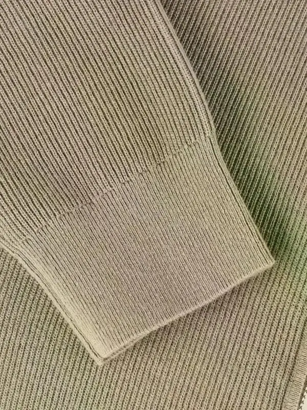 Closed Ribbed-knit Zip-up Cardigan