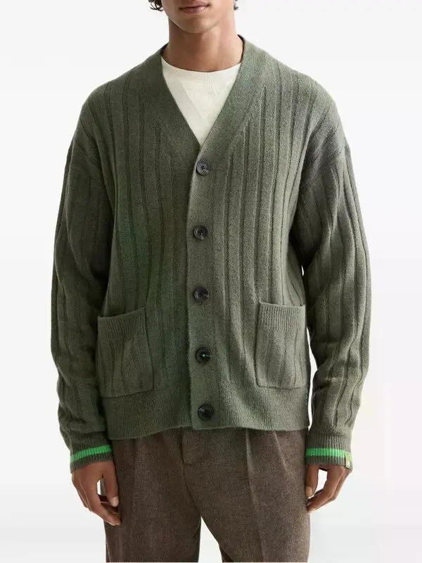 Scotch & Soda Ribbed-knit Patch-pocket Cardigan