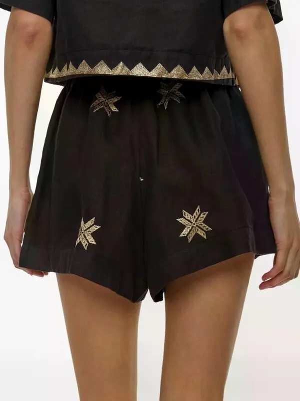 Greek Archaic Kori Embroidered Drawstring Shorts