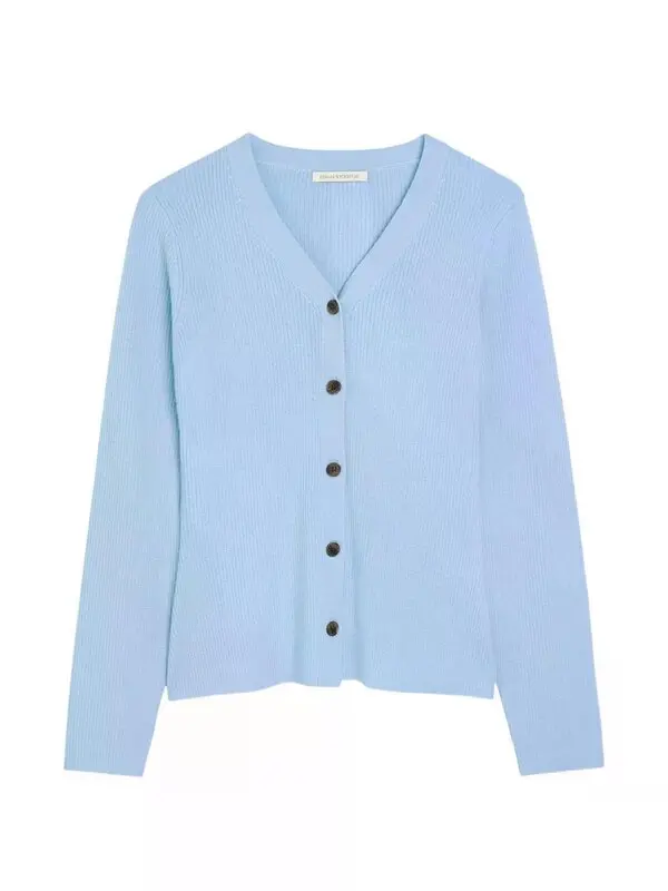 EMILIA WICKSTEAD Ash Ribbed-knit V-neck Cardigan - Blue