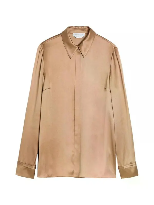 Gabriela Hearst Cruz Satin Concealed-front Shirt - Neutrals