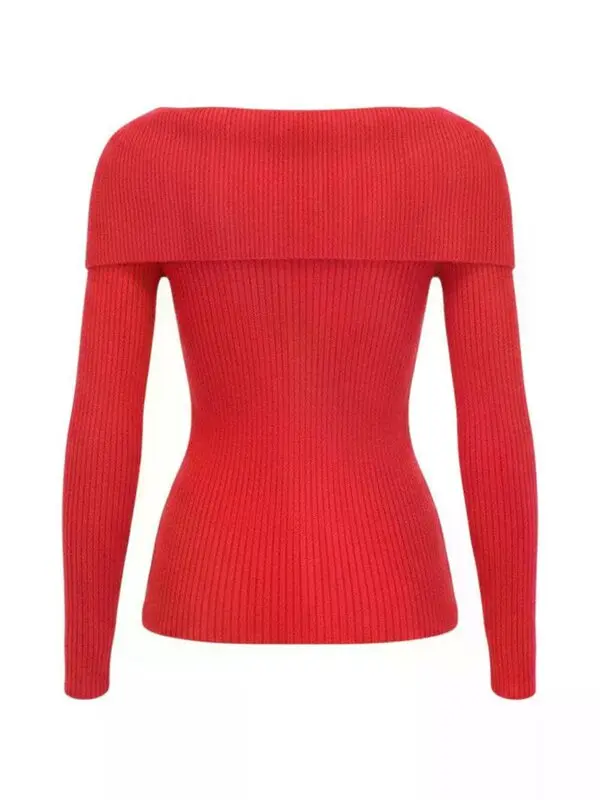 Isaia Ribbed-knit Off-the-shoulder Sweater - Red