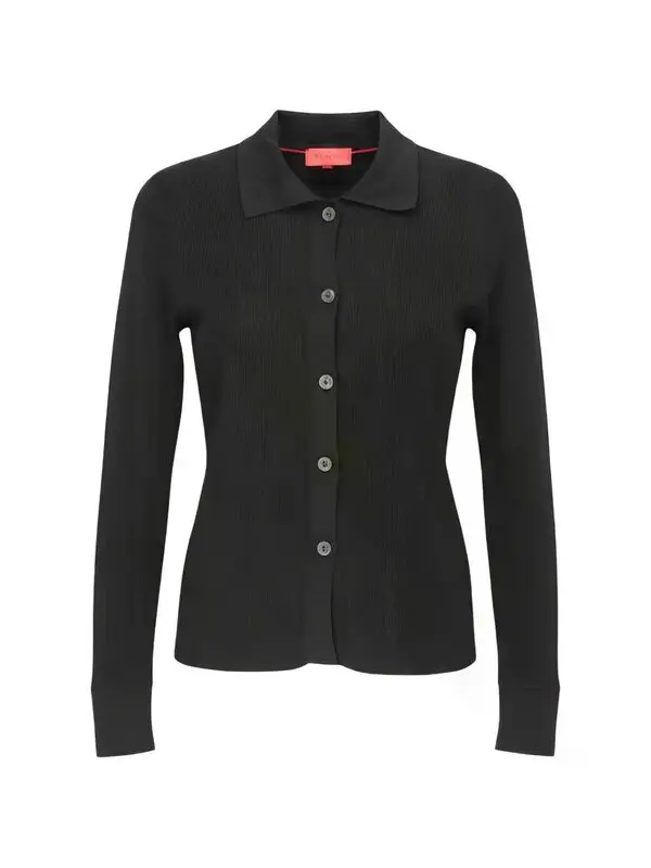 Isaia Ribbed-knit Long-sleeve Shirt - Black