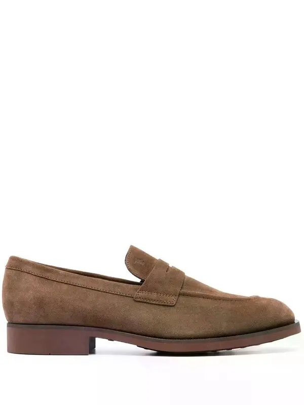 TOD'S Penny Slot Suede Loafers - Brown
