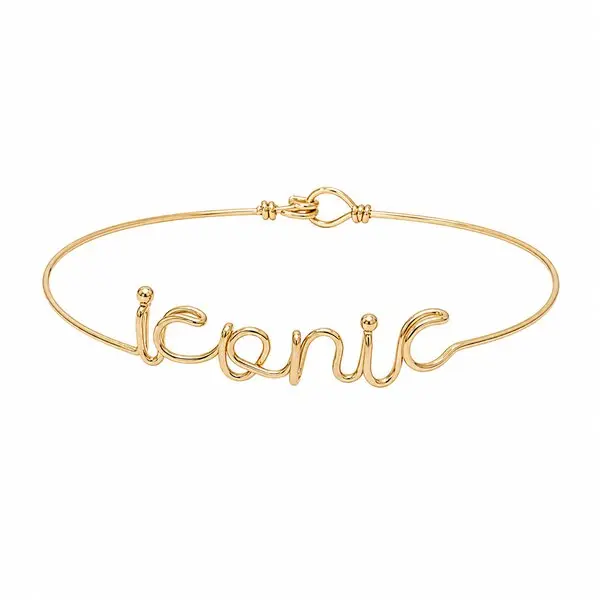 RARE MATTERS JEWELRY Iconic Script Hand Wired Brass Bracelet - Gold