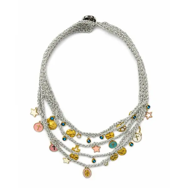 HILO DE MAR Layered Crochet Necklace - Silver