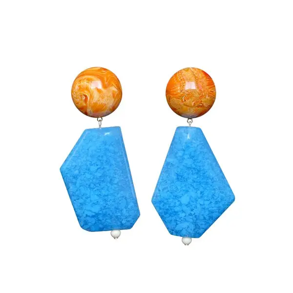 MALOLO JEWELRY Orange / Blue Sunlit Drop Earrings - Orange/blue