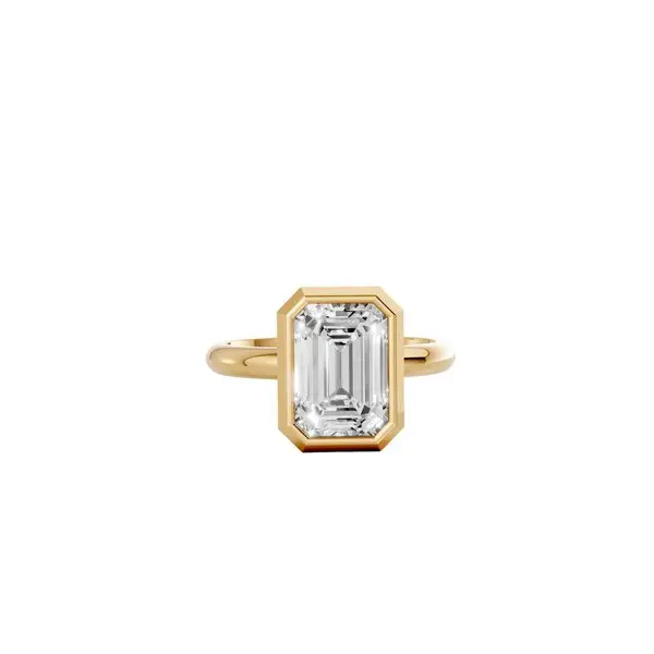 AYA FINE JEWELRY Minimalist 3.01 Ct Emerald Cut Lab Diamond Solitaire Promise Ring - Yellow