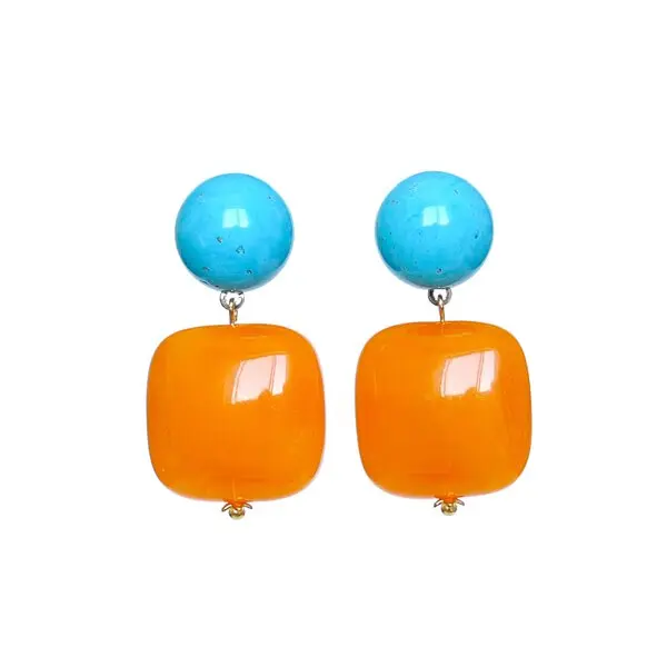 MALOLO JEWELRY Blue / Orange Minigami Earrings Mikan - Blue/orange