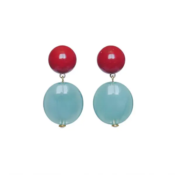 MALOLO JEWELRY Red / Green Minigami Earrings Ume - Red/green