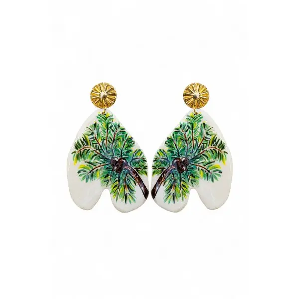 SUNSET MAGIC STUDIO Under The Palms Coconut Palm Earrings - Yellow