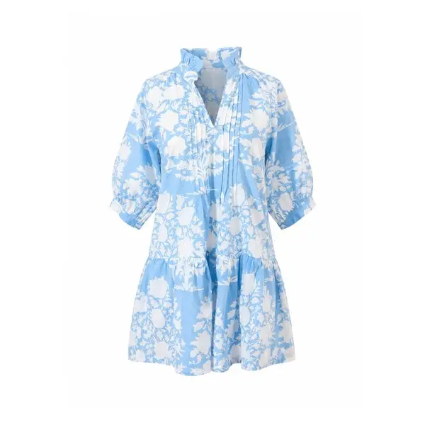 PICK HAPPY Chloe Mini Dress With Pintuck Tree Baby - Blue