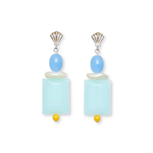 MALOLO JEWELRY Blue / White Minigami Earrings Cefalu - Blue/white