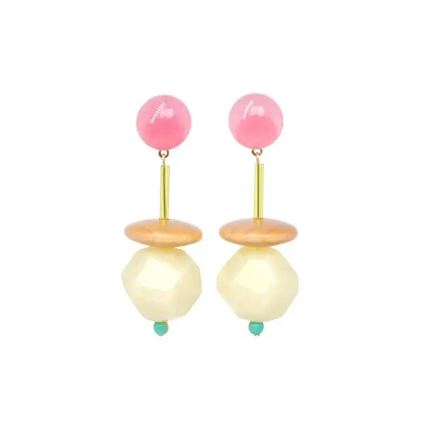 MALOLO JEWELRY White / Pink Origami Earrings Geisha - White/pink