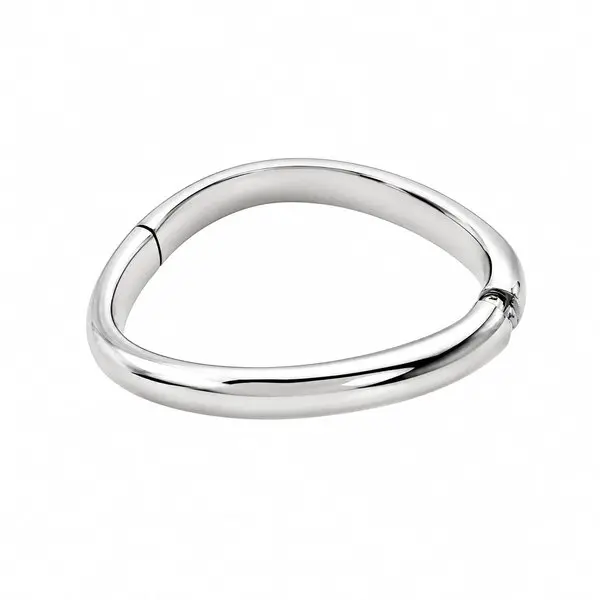 RARE MATTERS JEWELRY Modern Organic Shape Stainless Steel Hinge Cuff - Silver