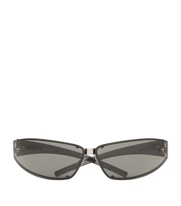 Saint Laurent Metal Sl 963 Wraparound Sunglasses - Metallic