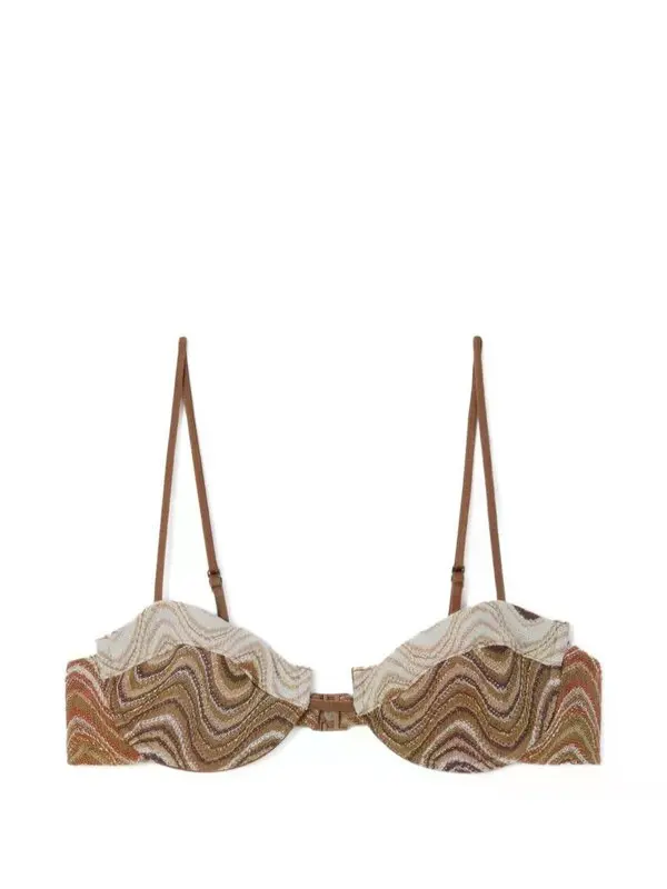 MC2 SAINT BARTH Salina Wave-pattern Bikini Top - White