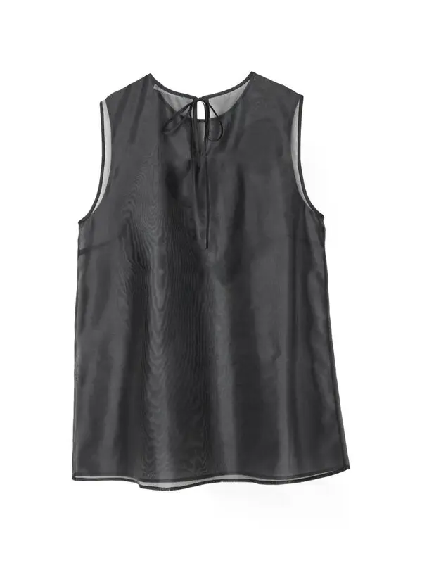 Cecilie Bahnsen Sleeveless Organza Blouse With Bow Detail - Black