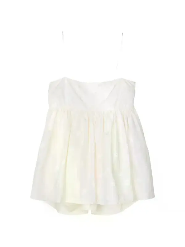Cecilie Bahnsen Veronica Bow-detail Sleeveless Peplum Blouse - Neutrals