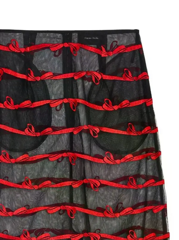Simone Rocha Bow Embellished Tulle Midi Skirt