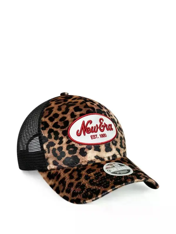 New Era 9forty Leopard-print Mesh-panel Trucker Cap