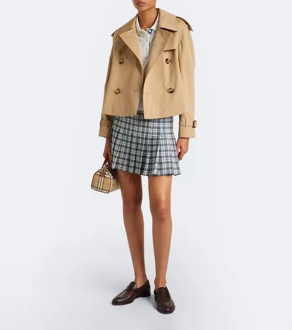 Burberry Check Pleated Tweed Miniskirt