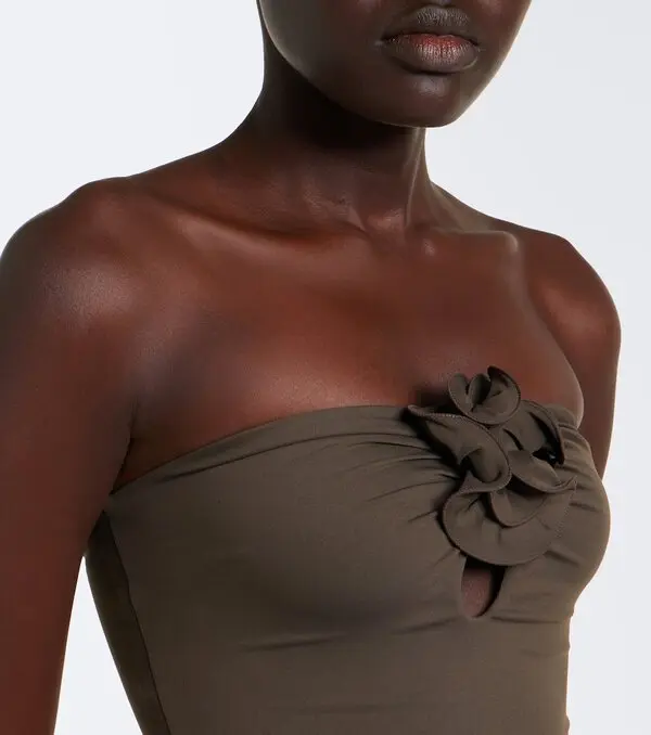 Magda Butrym Floral-appliqué Gathered Swimsuit