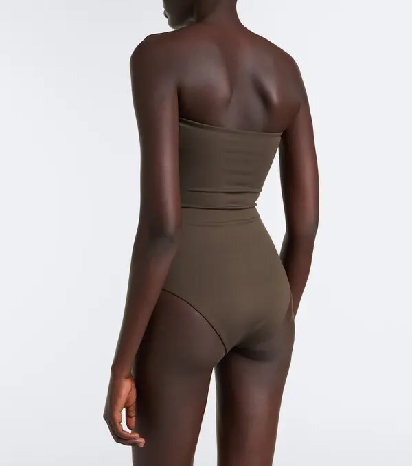 Magda Butrym Floral-appliqué Gathered Swimsuit
