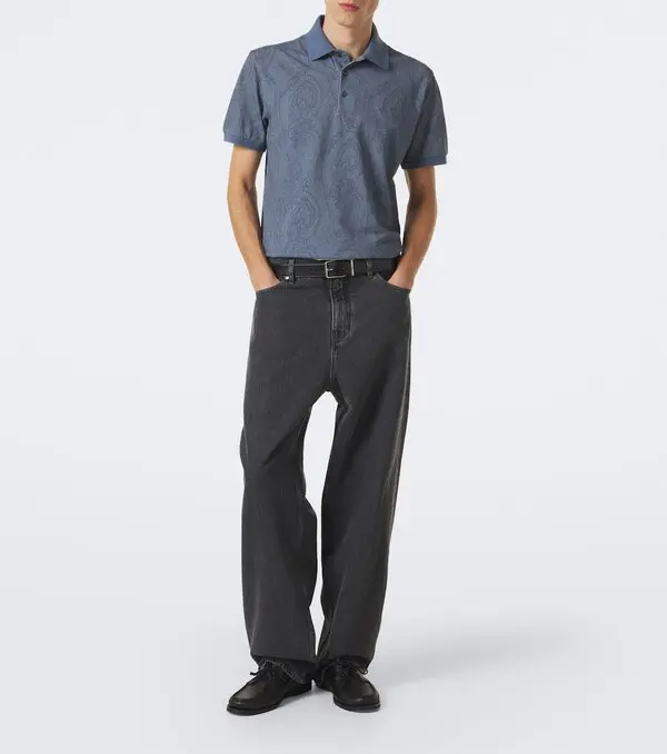 Etro Paisley Cotton Pique Polo Shirt