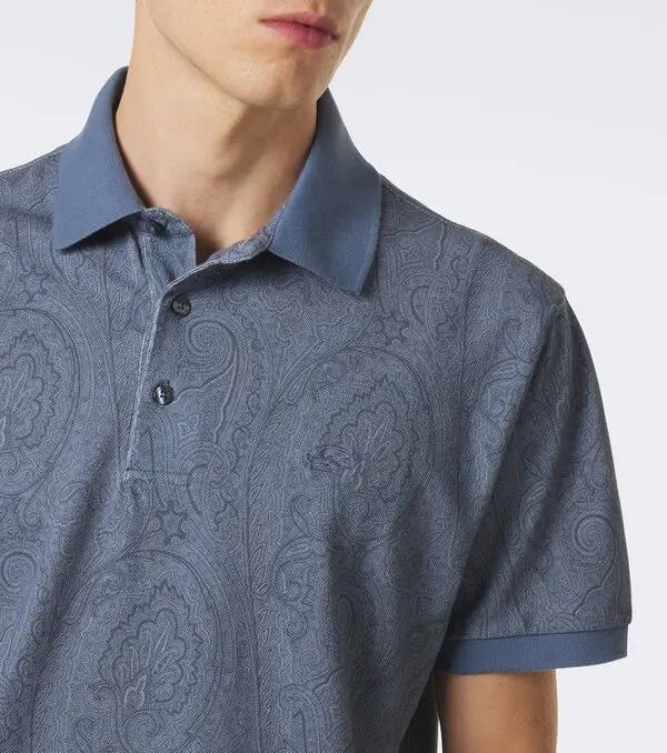 Etro Paisley Cotton Pique Polo Shirt