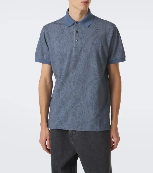 Etro Paisley Cotton Pique Polo Shirt