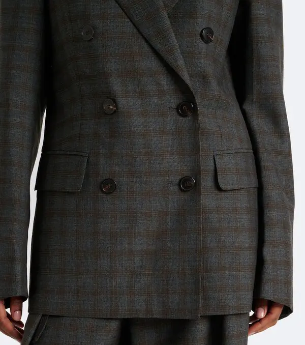 Dries Van Noten Checked Double-breasted Wool Blazer