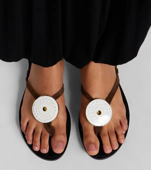 AMANU Vamizi Embellished Suede Thong Sandals