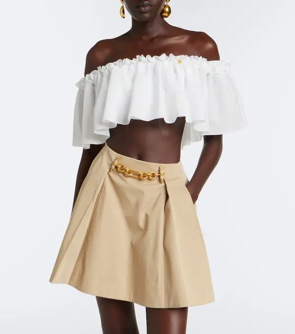 Balmain Off-shoulder Crop Top