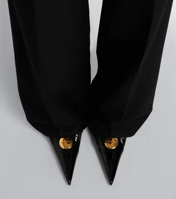 Saint Laurent Satin Pointed Toe Slingback Pumps